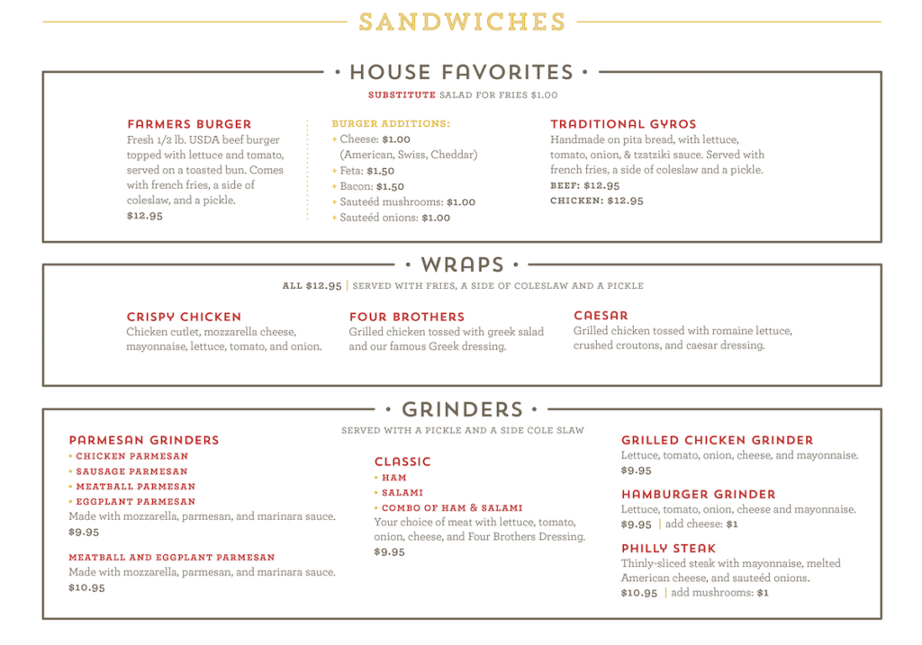 Menu | Four Brothers Pizza Inn